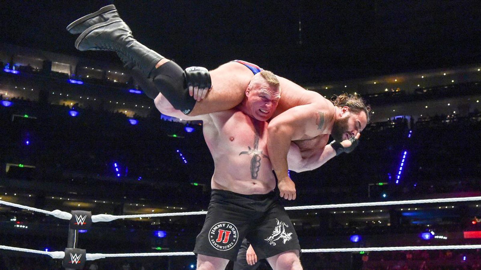 WWE: Brock Lesnar beats Rusev in first match since loss to Goldberg ...