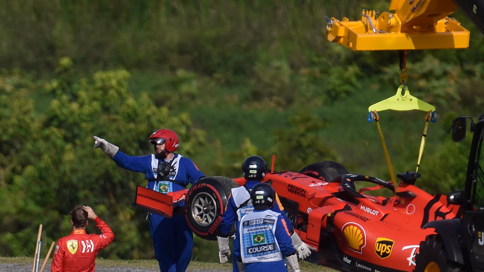 Ferrari drama as Sebastian Vettel and Charles Leclerc crash in Brazil ...