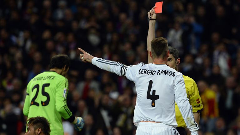 Sergio Ramos' 26 Real Madrid red cards after sending-off against ...