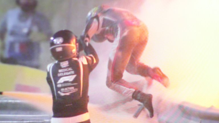 Romain Grosjean returns to Bahrain track just four days after horror F1 ...